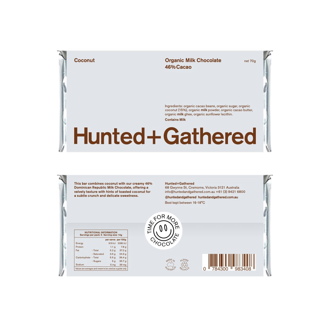 Coconut with Milk Chocolate Bar – Hunted+Gathered